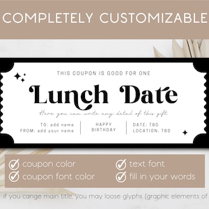 Lunch Date Gift Coupon Editable Template Lunch Voucher Gift for ...