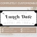 Lunch Date Gift Coupon Editable Template Lunch Voucher Gift for ...