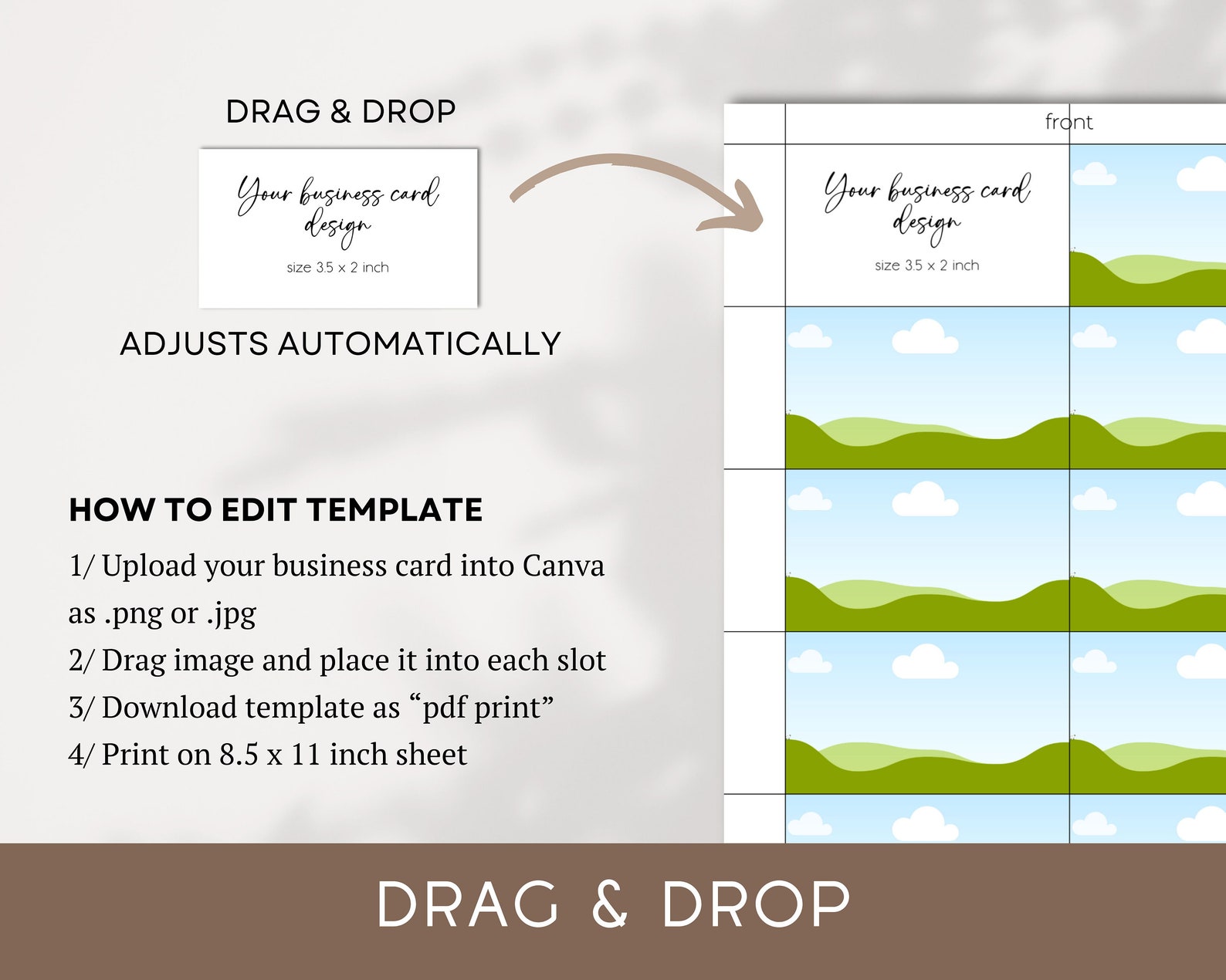 Printing Template Business Card Landscape Print 3.5x2 Inch Business ...