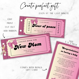 New Mom Gift Coupon Book Childbirth Gift for Mama Girl Baby Shower Last ...