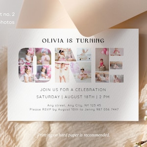 First Birthday Invitation With Photo of Baby Girl is Turning ONE ...