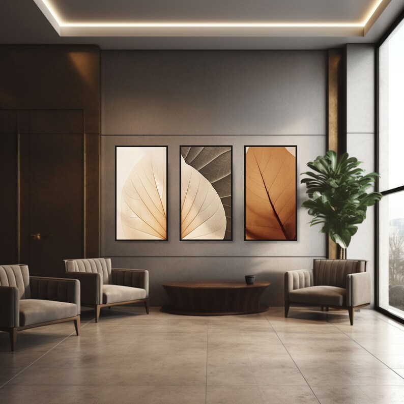 Trio Luxury Leaf Print for Office Digital Art Printable for Office ...