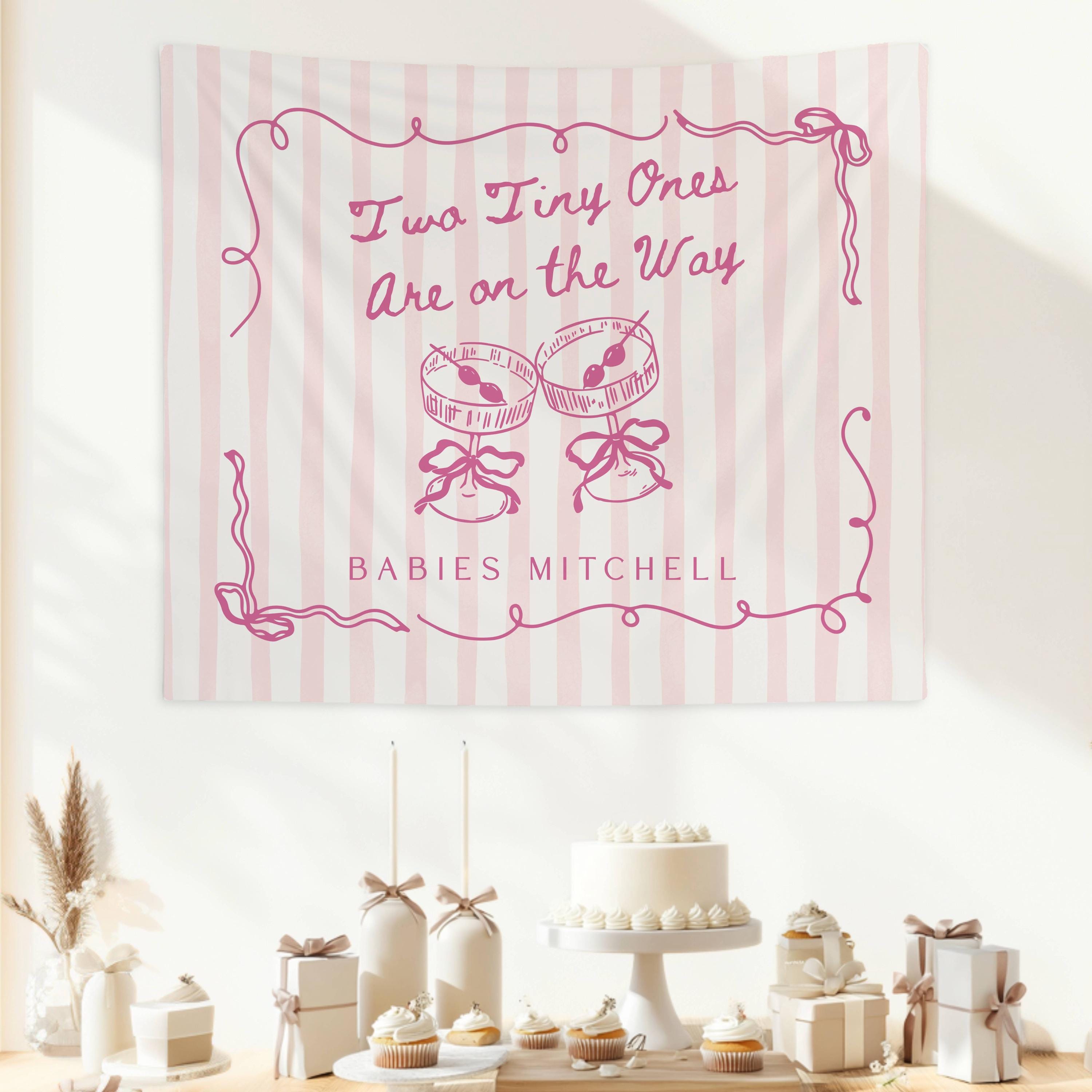 Sage Martini Twin Baby Shower Banner Two Tiny Ones Are on the Way ...