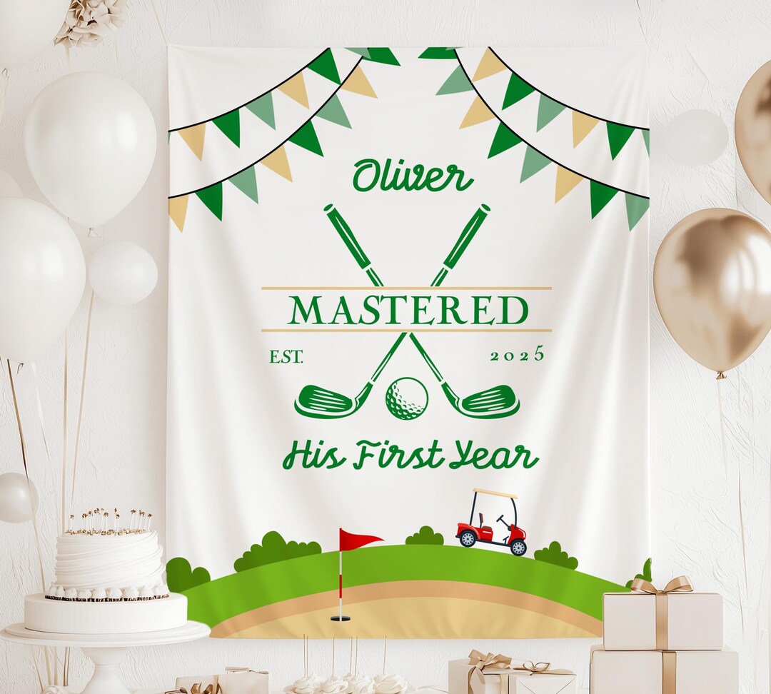Mastered 1st Birthday Golf Banner Golf First Birthday Party Decoration ...
