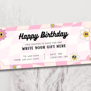 Groovy Happy Birthday Coupon Gift for Her Coupon Birthday Digital ...