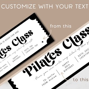 Pilates Class Gift Coupon Pilates Lover Voucher Editable Template Last ...
