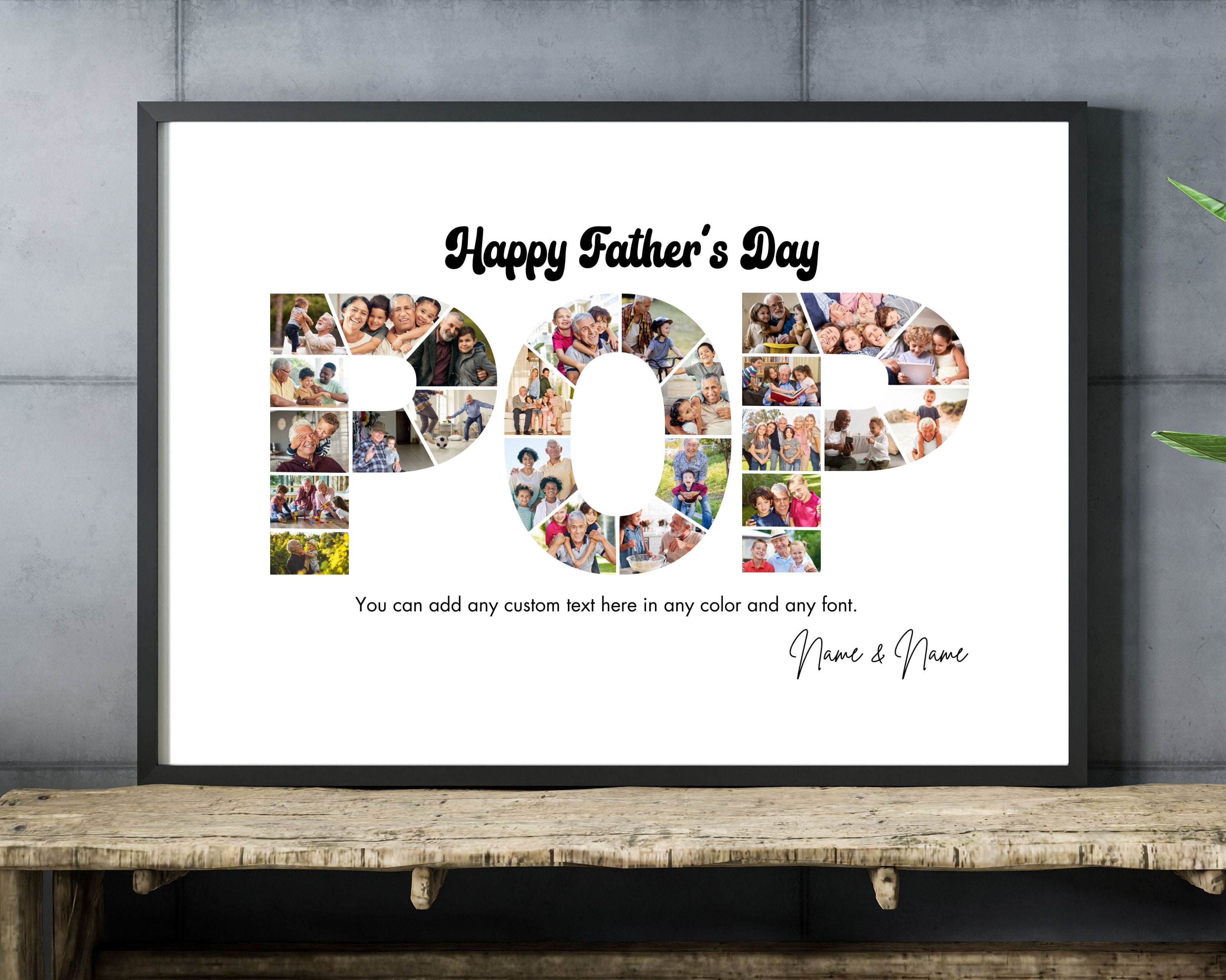 Photo Collage Poster Poppy Personalized Gift for Pops Unique Father's ...