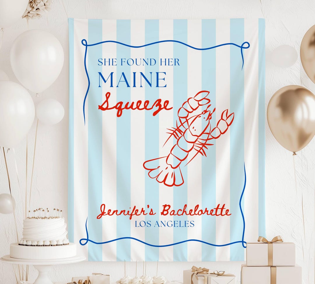 She Found Her Main Squeeze Banner Custom Bachelorette Lobster Wall ...