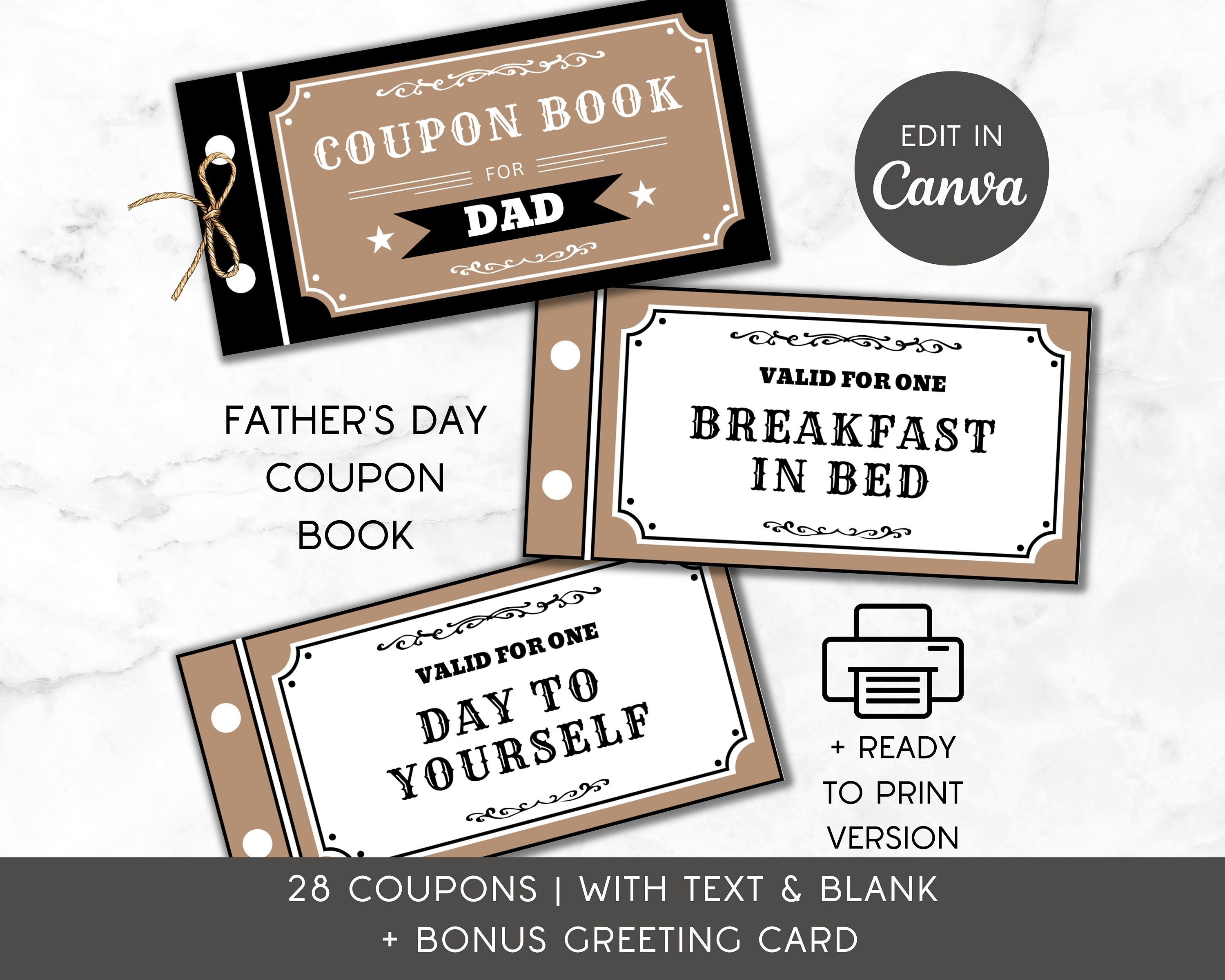Western Dad Coupon Book for Fathers Day Coupons for Papa Fathers Day ...