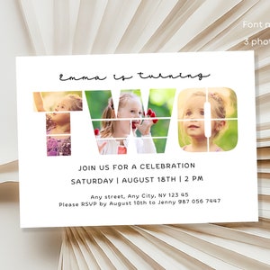 Second Birthday Invitation Photo Custom Second Birthday Invite Second ...