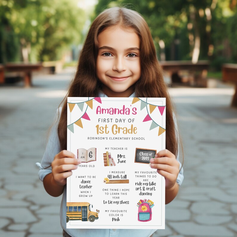 Personalized First Day of School Print Back to School Poster First Day ...