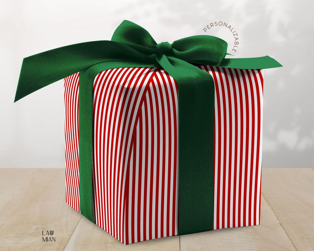Red Candy Striped Gift Wrapping Paper Red White Stripes Christmas ...