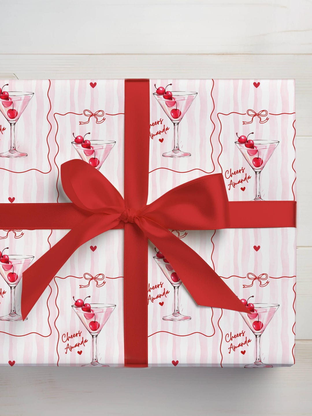 Martini Birthday Gift Wrap Custom Name Wrapping Paper Bride to Be Gift ...