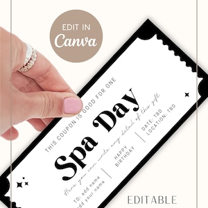 Spa Day Gift Coupon Spa Wellness Editable Voucher Digital Ticket for ...