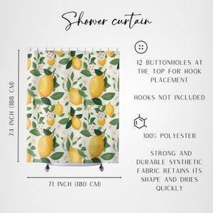Lemon Shower Curtain Fruit Bath Curtain Student Flat Shower Curtain ...