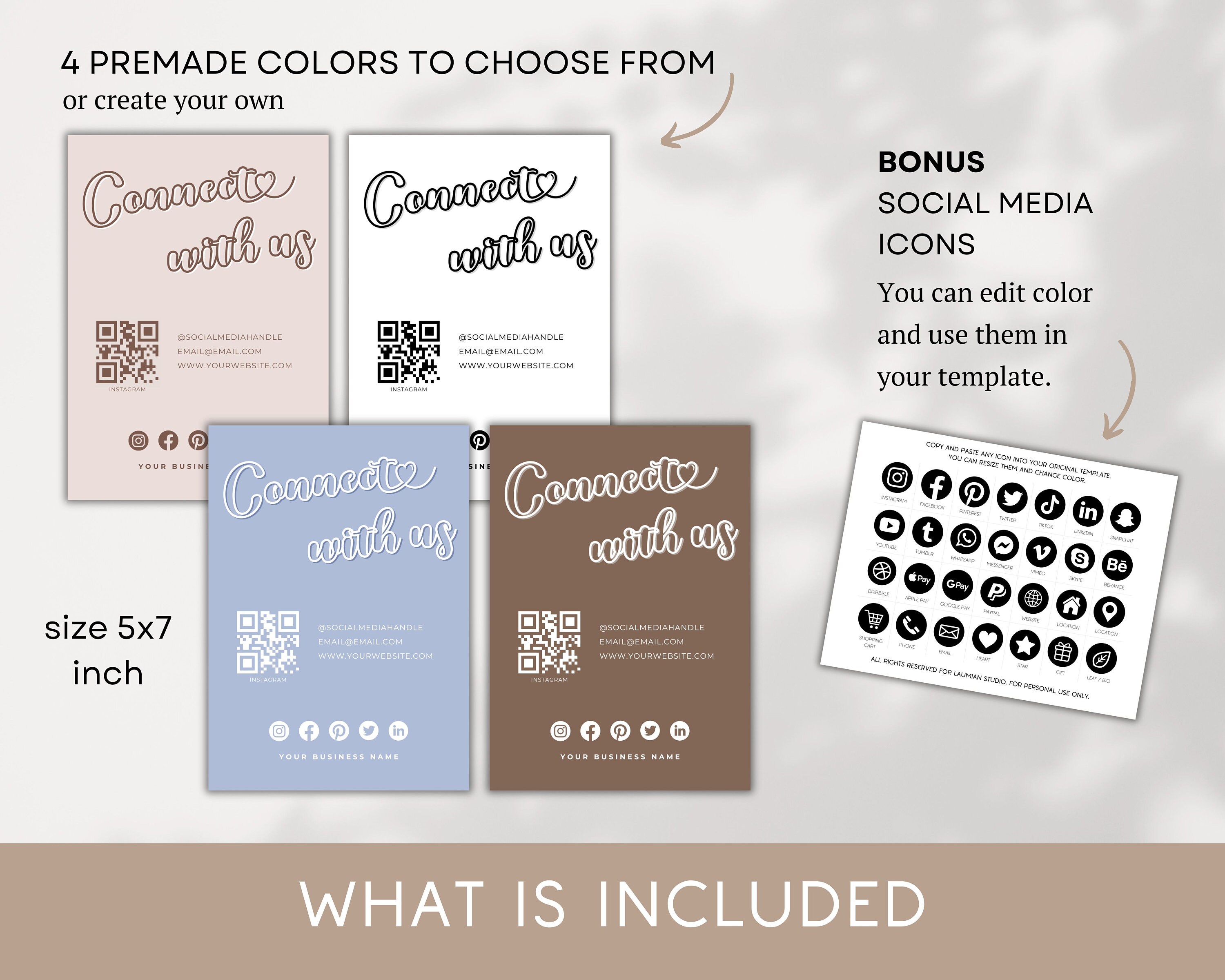 Social Media Sign Custom QR Code Sign Small Business Sign Template ...