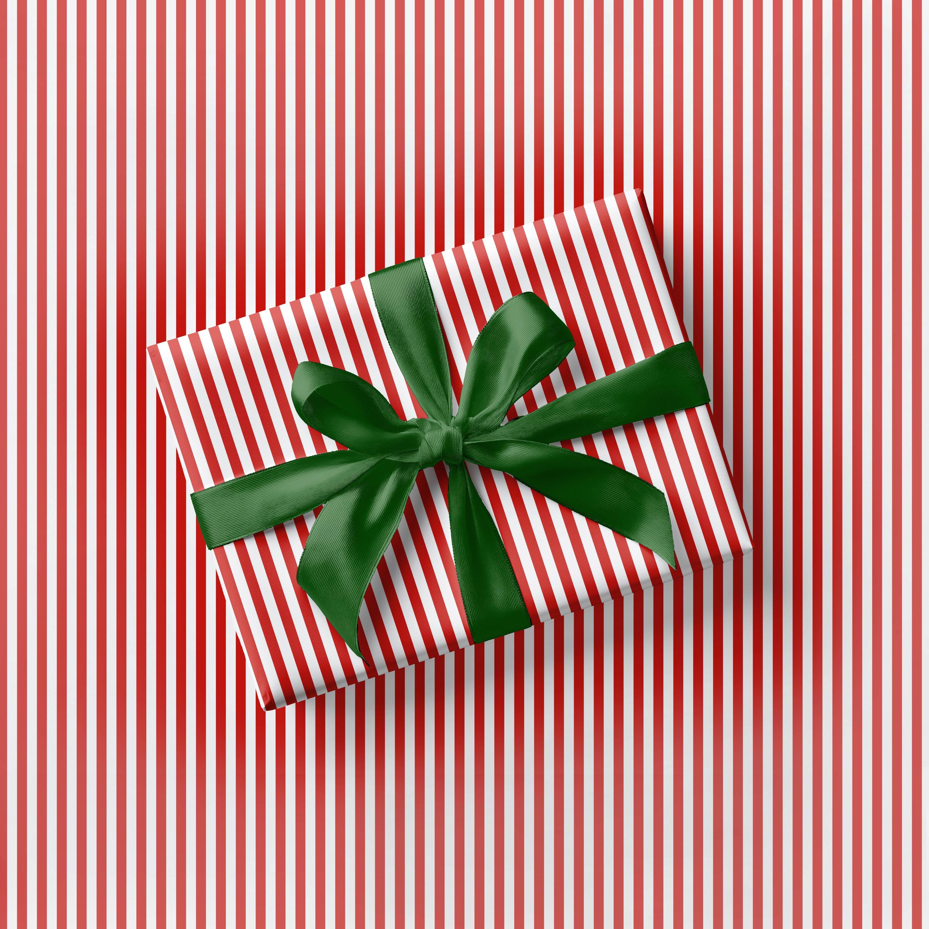 Red Candy Striped Gift Wrapping Paper Red White Stripes Christmas ...