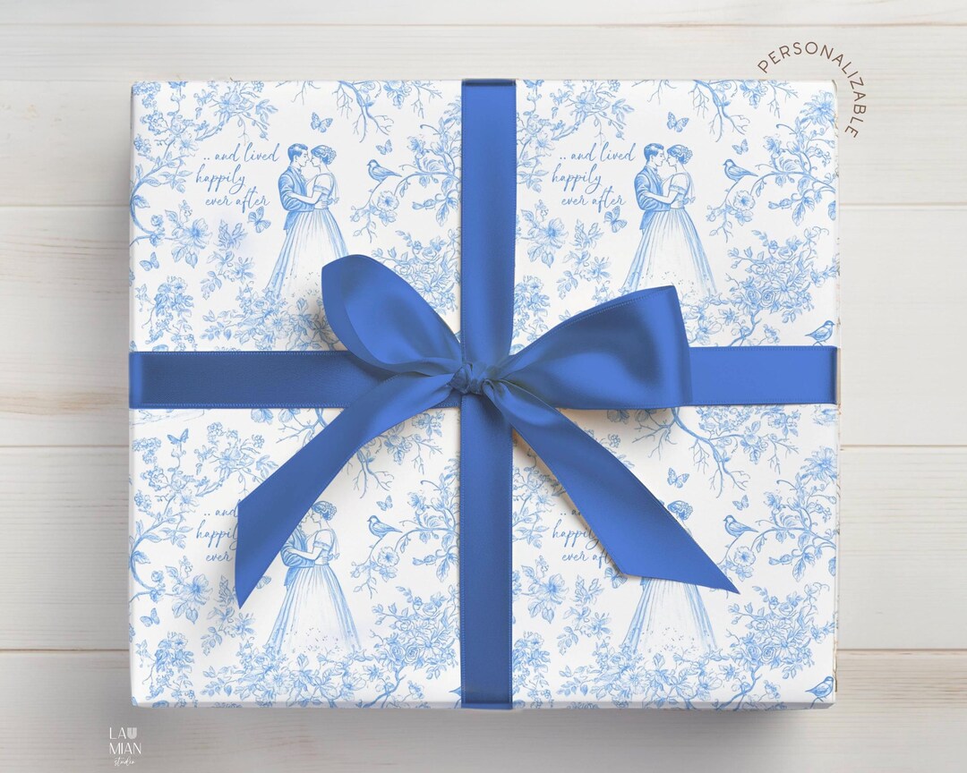 Bride and Groom Name Gift Wrap Happily Ever After Wrapping Paper Roll ...