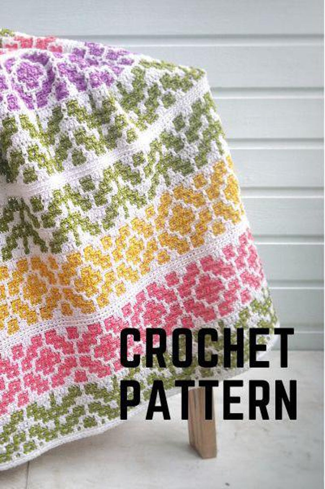 Crochet Pattern for Floral Baby Blanket in Overlay Mosaic Technique - Etsy