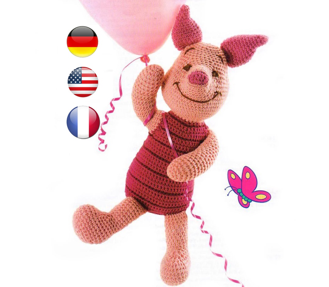 Crochet Pattern: Vintage Piglet, Pig Digital Tutorial English, French ...