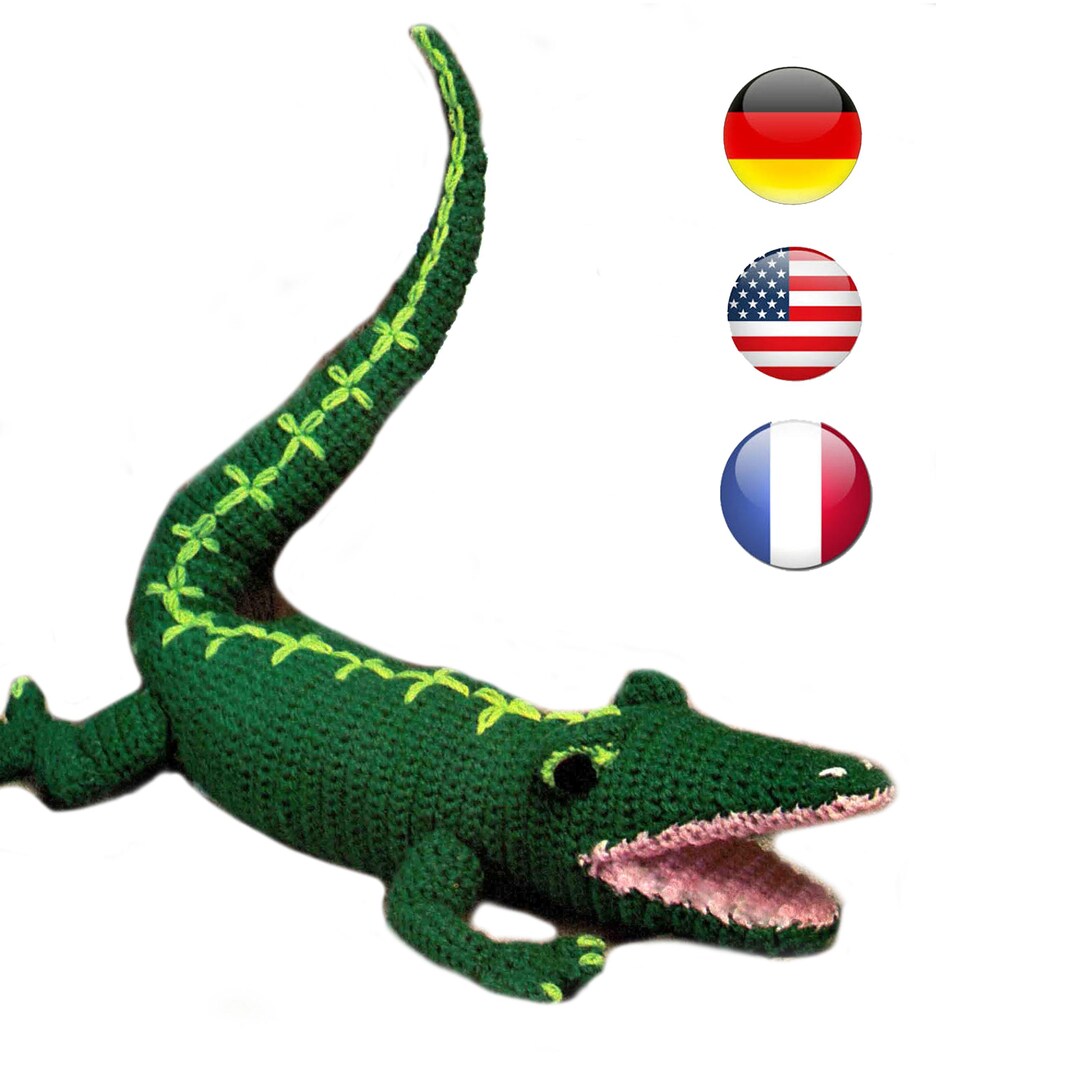 Crochet Long Crocodile Pattern – PDF in English, French and German ...