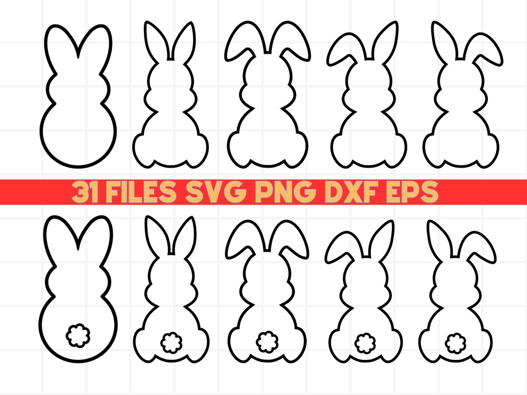 Easter Bunny Shape Svg,rabbit Dxf,bunny Shape Svg,outline Bunny Svg ...
