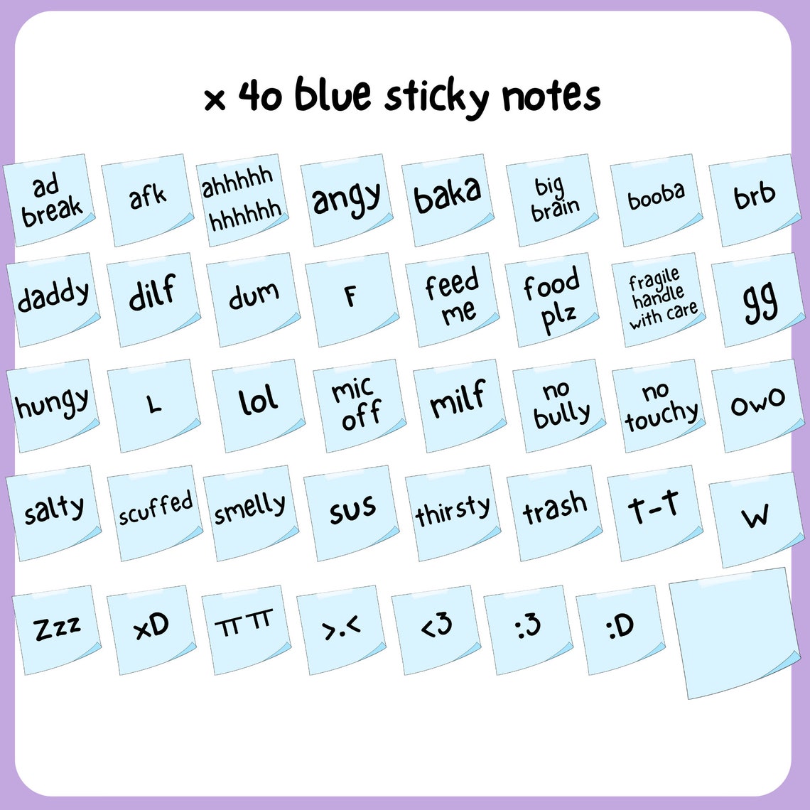 Blue Vtuber Sticky Note | Cute Stream Overlay | P2U Vtuber Stream Asset ...