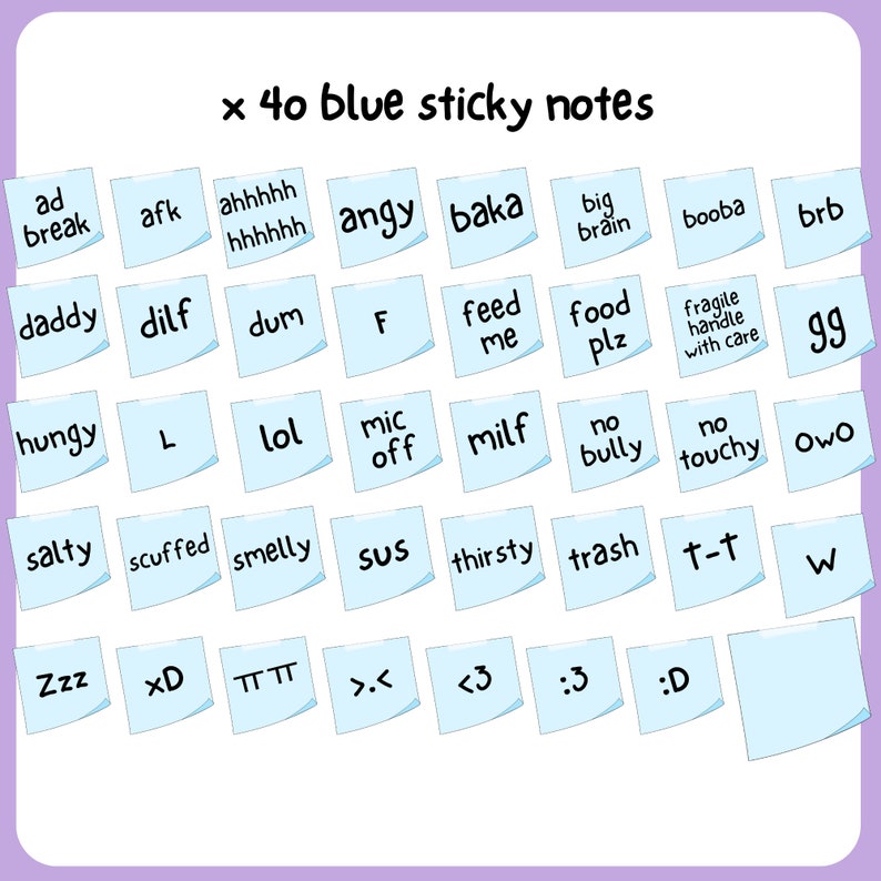 Blue Vtuber Sticky Note | Cute Stream Overlay | P2U Vtuber Stream Asset ...