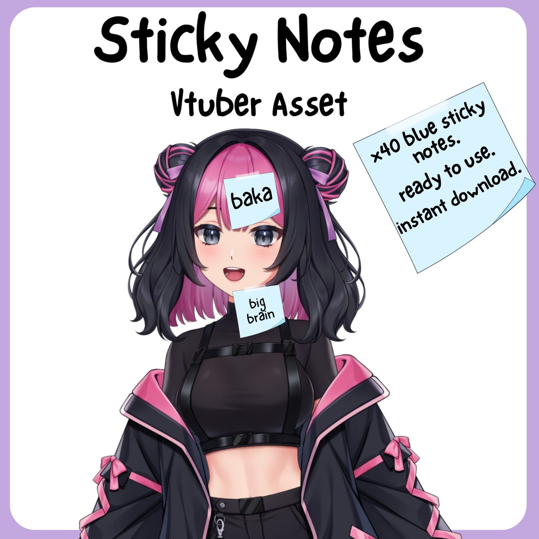 Blue Vtuber Sticky Note | Cute Stream Overlay | P2U Vtuber Stream Asset ...
