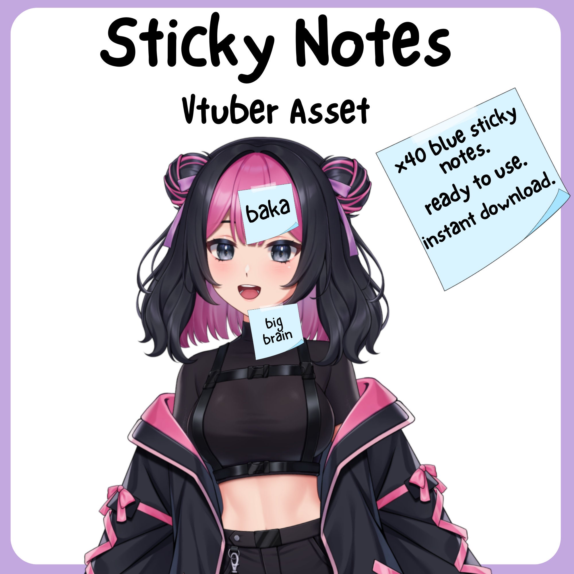 Blue Vtuber Sticky Note | Cute Stream Overlay | P2U Vtuber Stream Asset ...