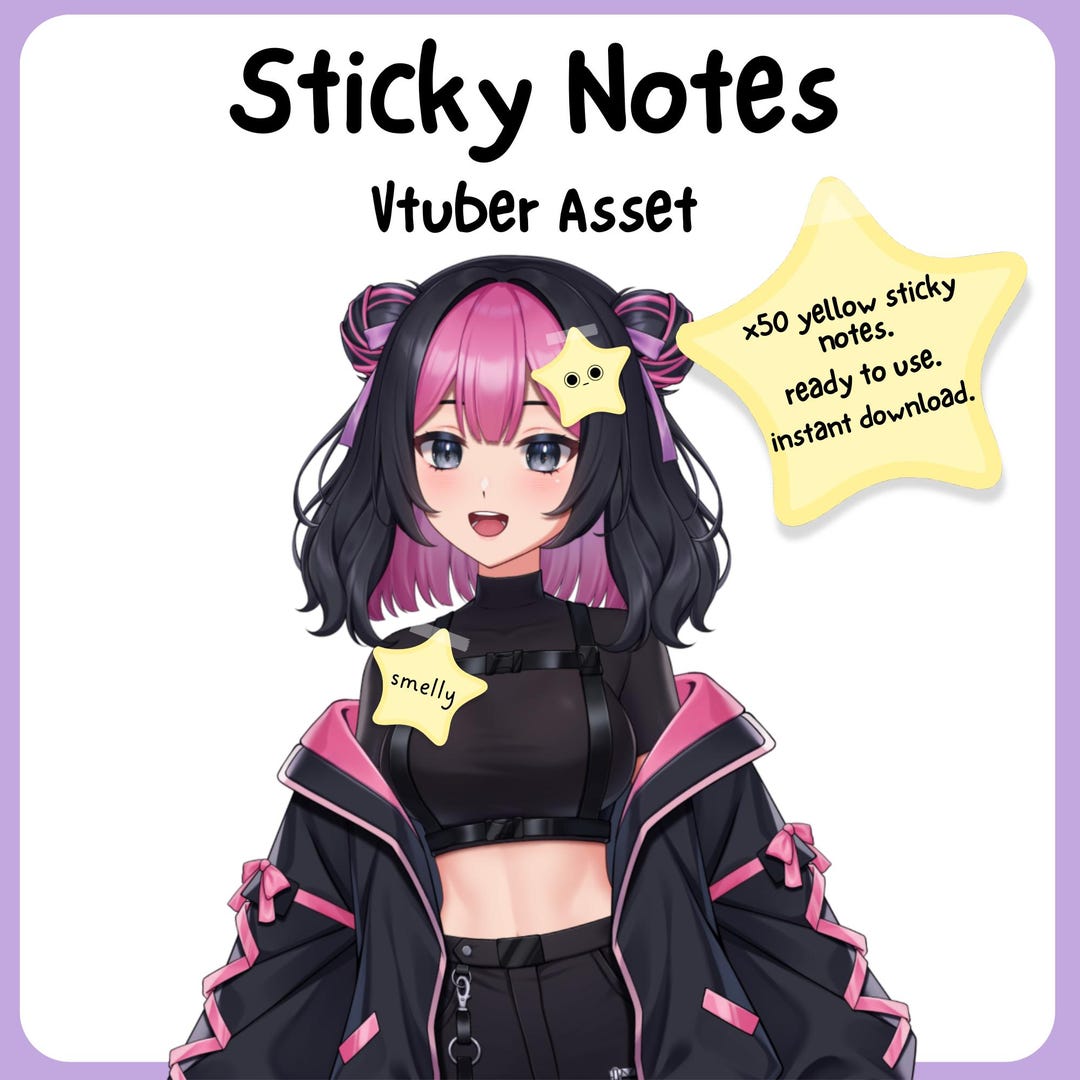 Yellow Star Sticky Note X50 Vtuber Asset | Cute Stream Overlay | P2U ...