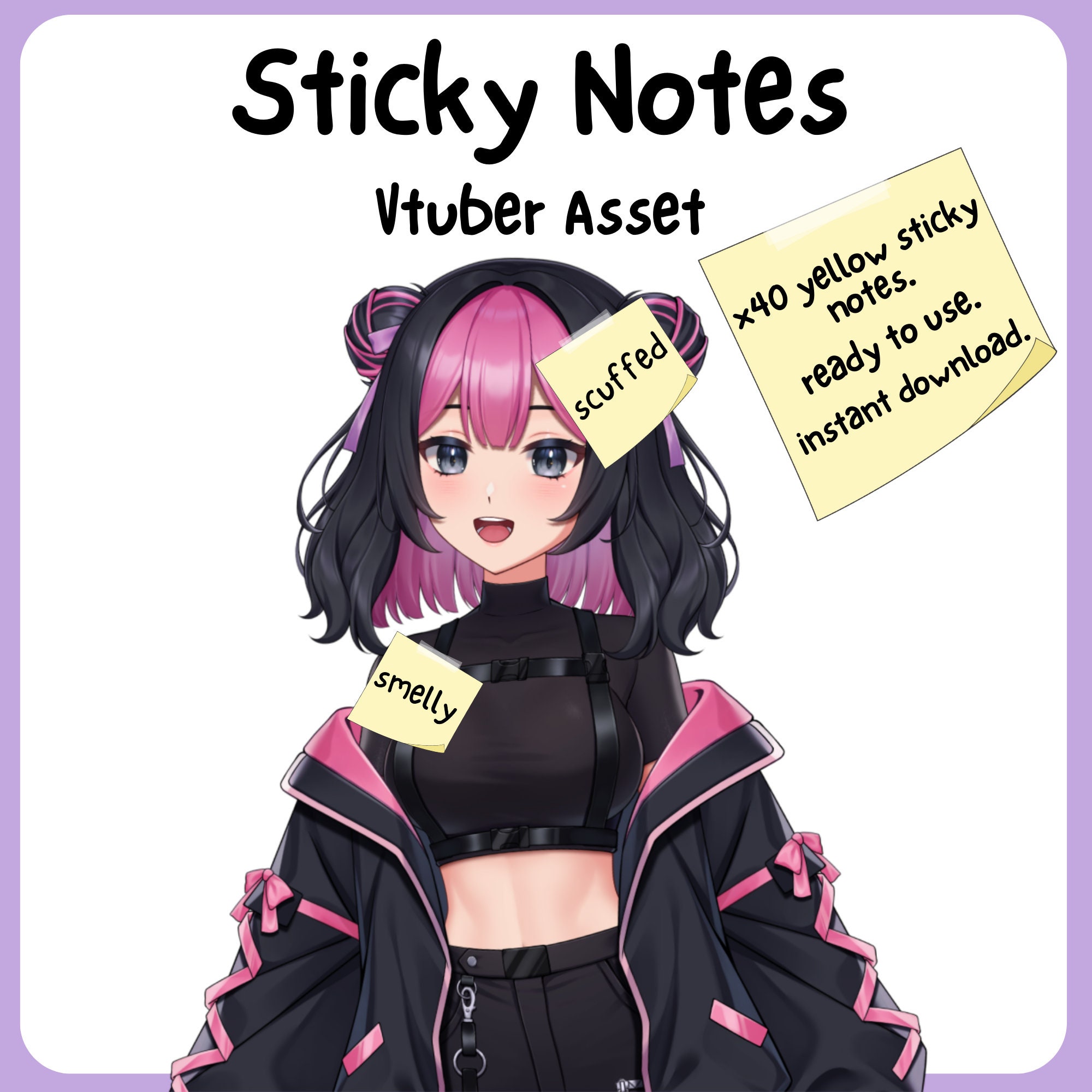 Yellow Vtuber Sticky Note | Cute Stream Overlay | P2U Vtuber Stream ...