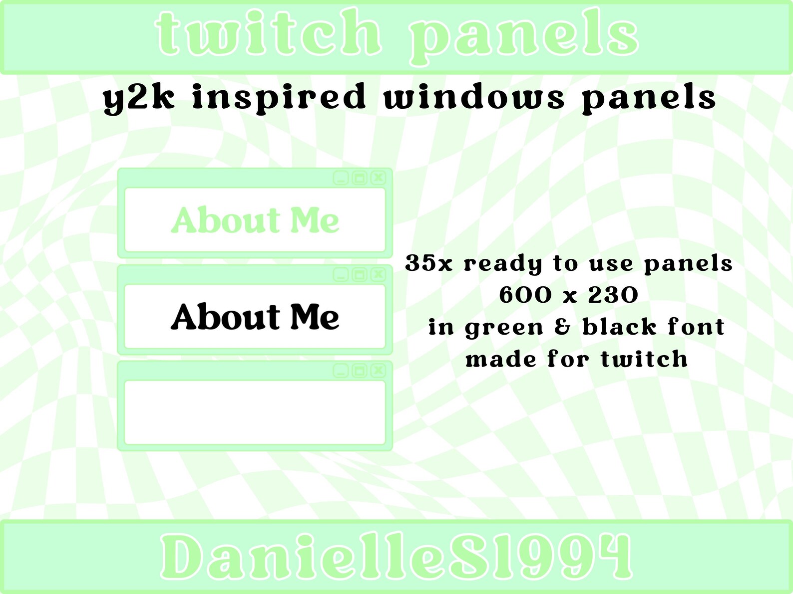 X35 Cute Green Y2k Window Inspired Twitch Panels - Etsy