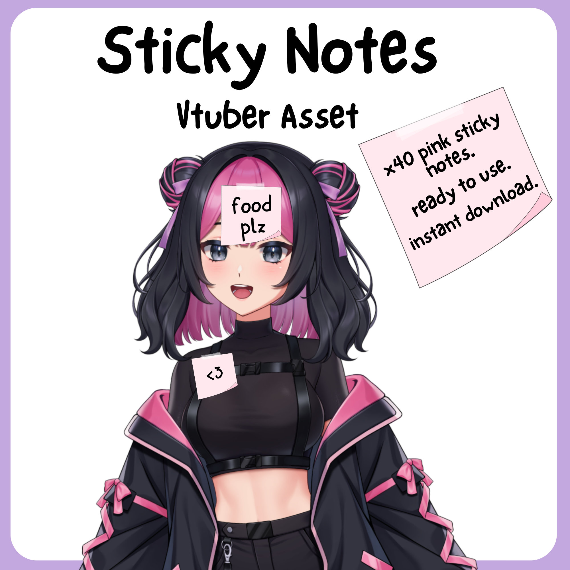 Pink Vtuber Sticky Note | Cute Stream Overlay | P2U Vtuber Stream Asset ...