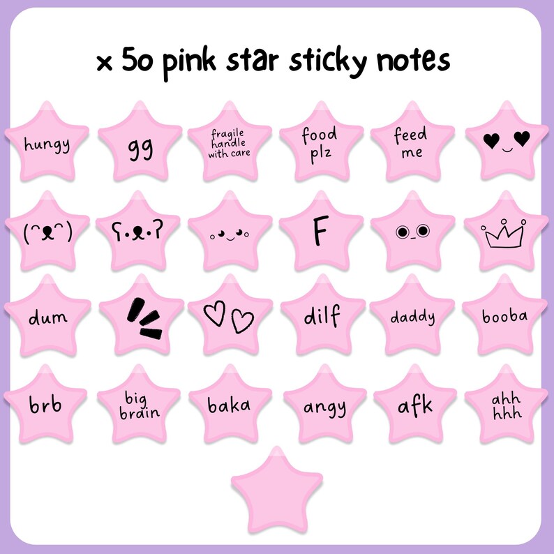 Pink Star Sticky Note X50 Vtuber Asset | Cute Stream Overlay | P2U ...