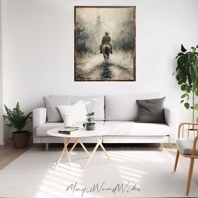 Western Cowboy Rustic Wall Art Digital Download Vintage Oil Painting ...