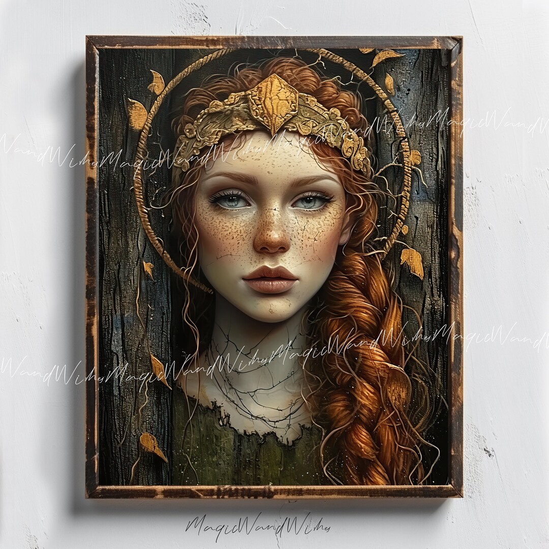 Brigid Celtic Mythology Digital Download Rustic Oil Painting Goddess of ...