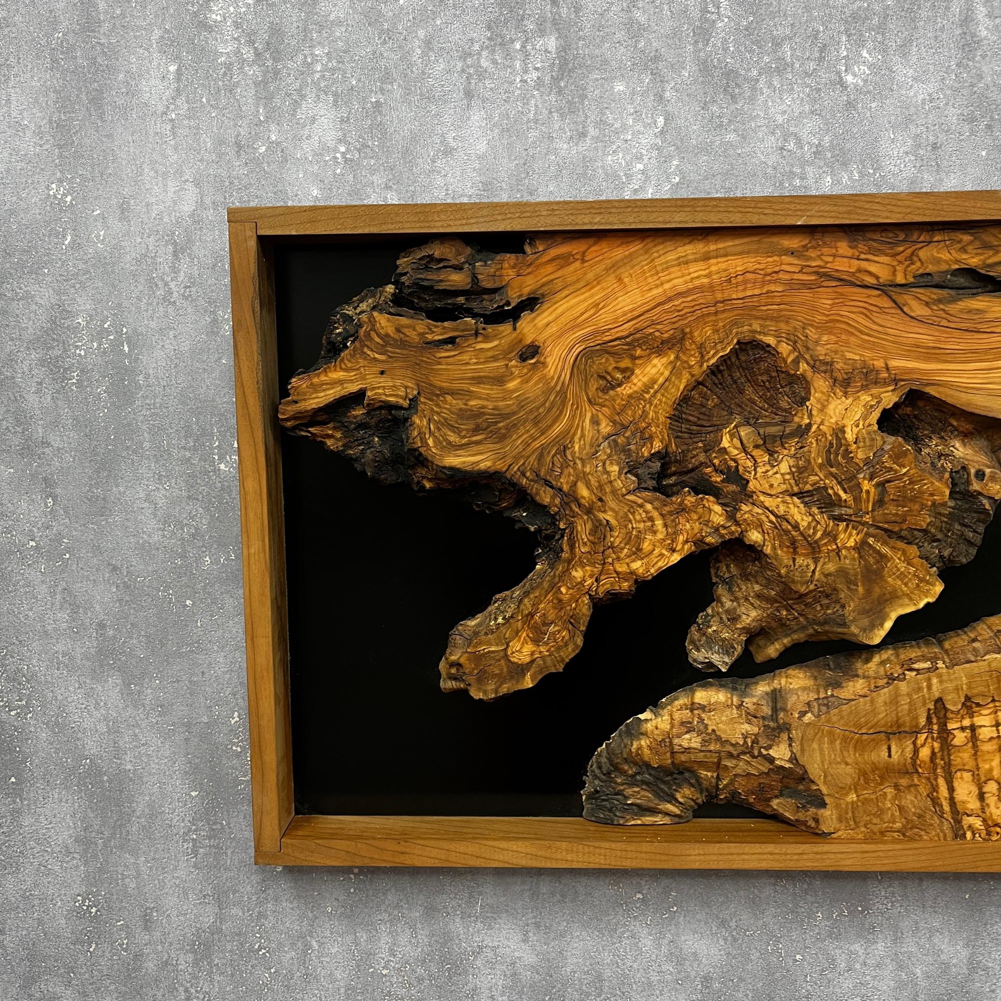 Olive Wood Live Edge Wall Art: Walnut Frame, Rustic Decor - Etsy