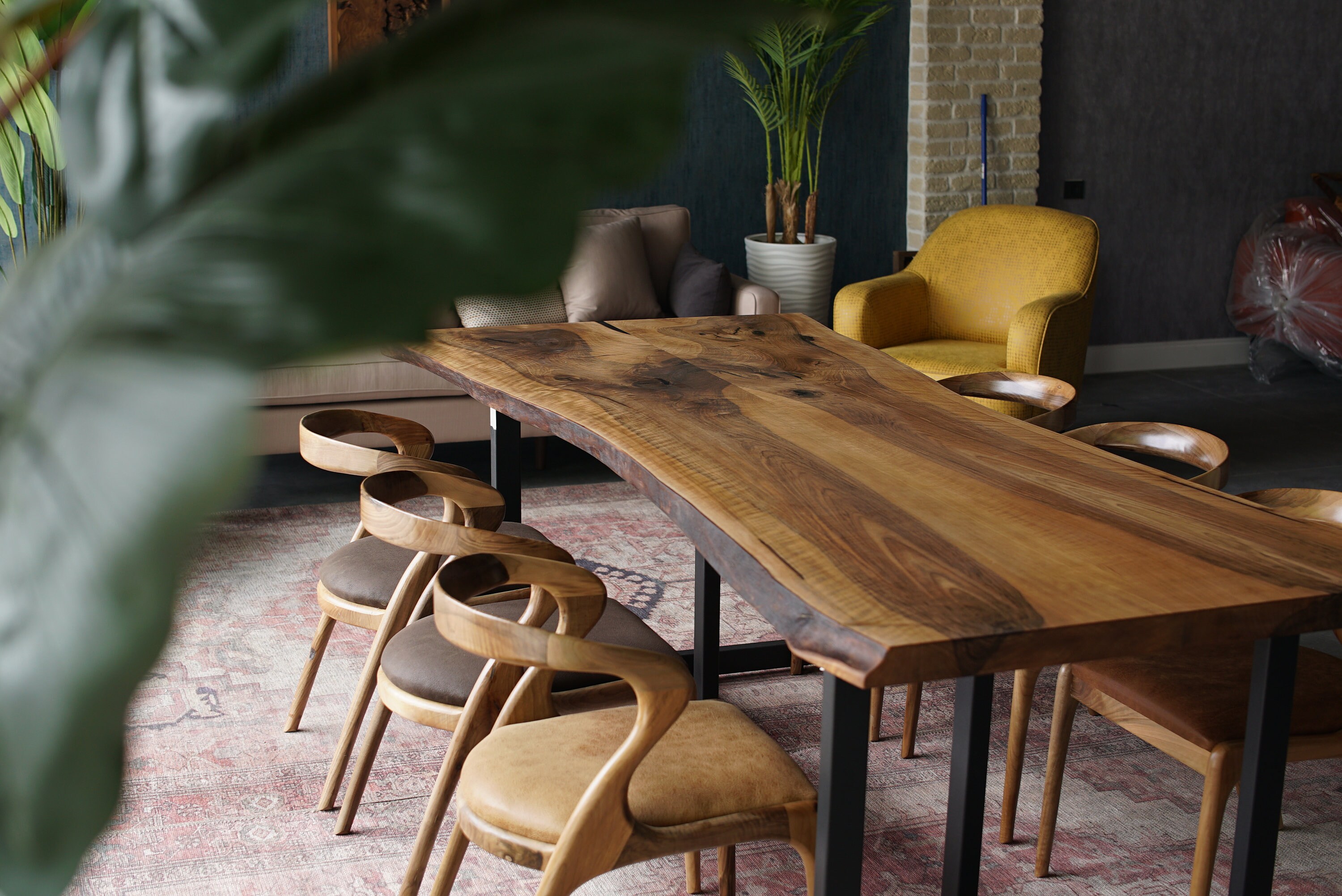 Custom Living Edge Dining Table, Walnut Wood Kitchen Table, Handcrafted ...