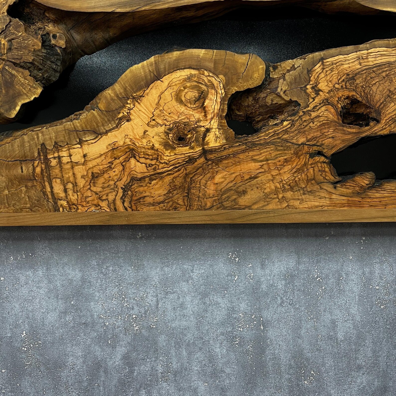 Olive Wood Live Edge Wall Art: Walnut Frame, Rustic Decor - Etsy