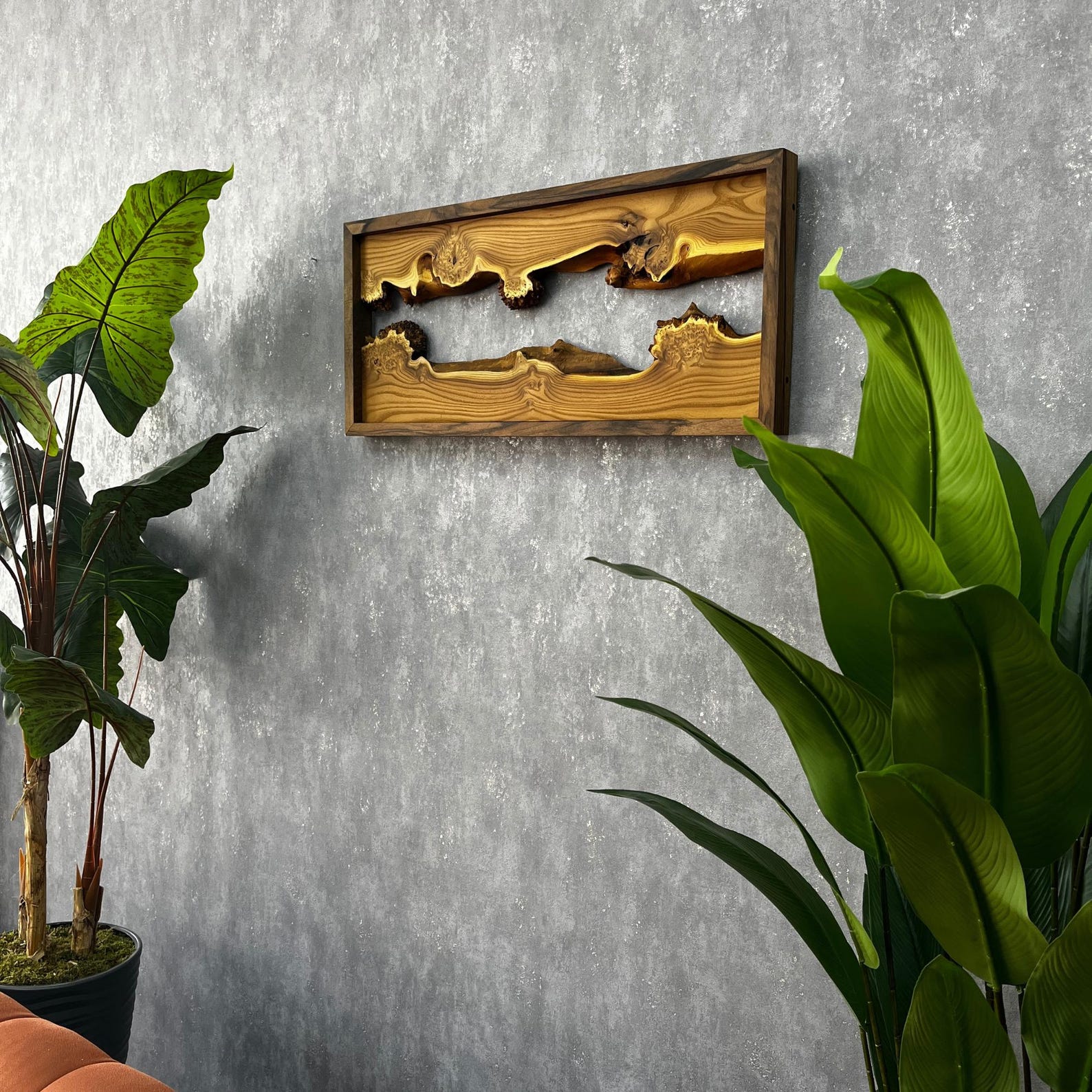 Handmade Live Edge Wood Wall Timber Frame , Custom Made Wooden Wall Art ...