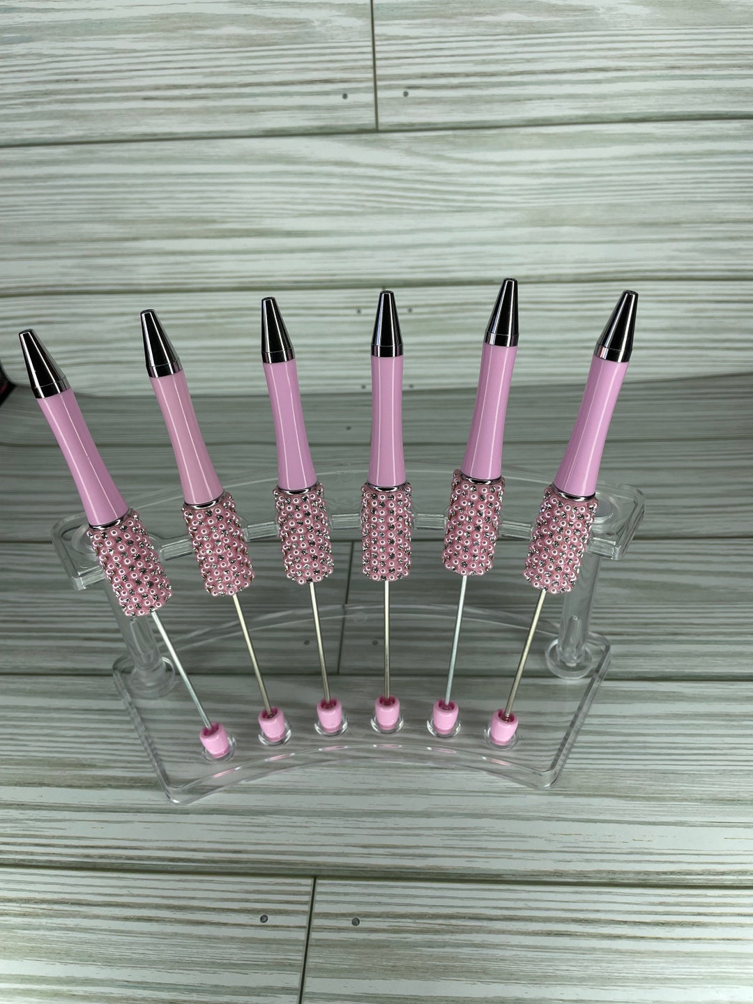 New Pink Pearls With Bling Pens/ Beadable / Pack of Five/ DIY Pens ...