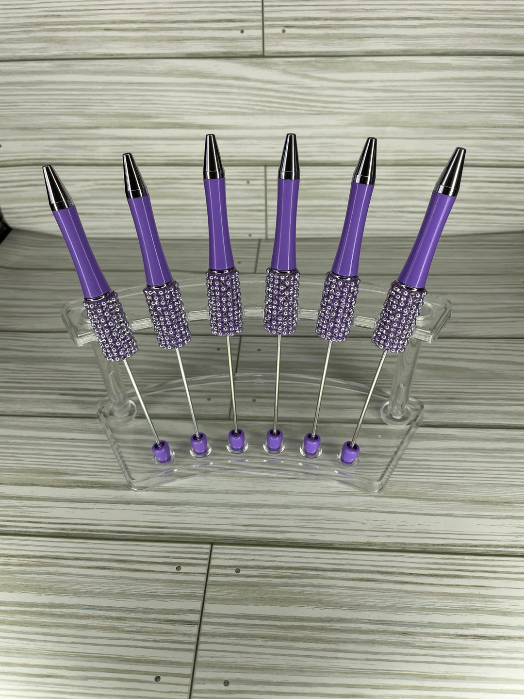 New Purple Pearls With Bling Pens/ Beadable / Pack of Five/ DIY Pens ...