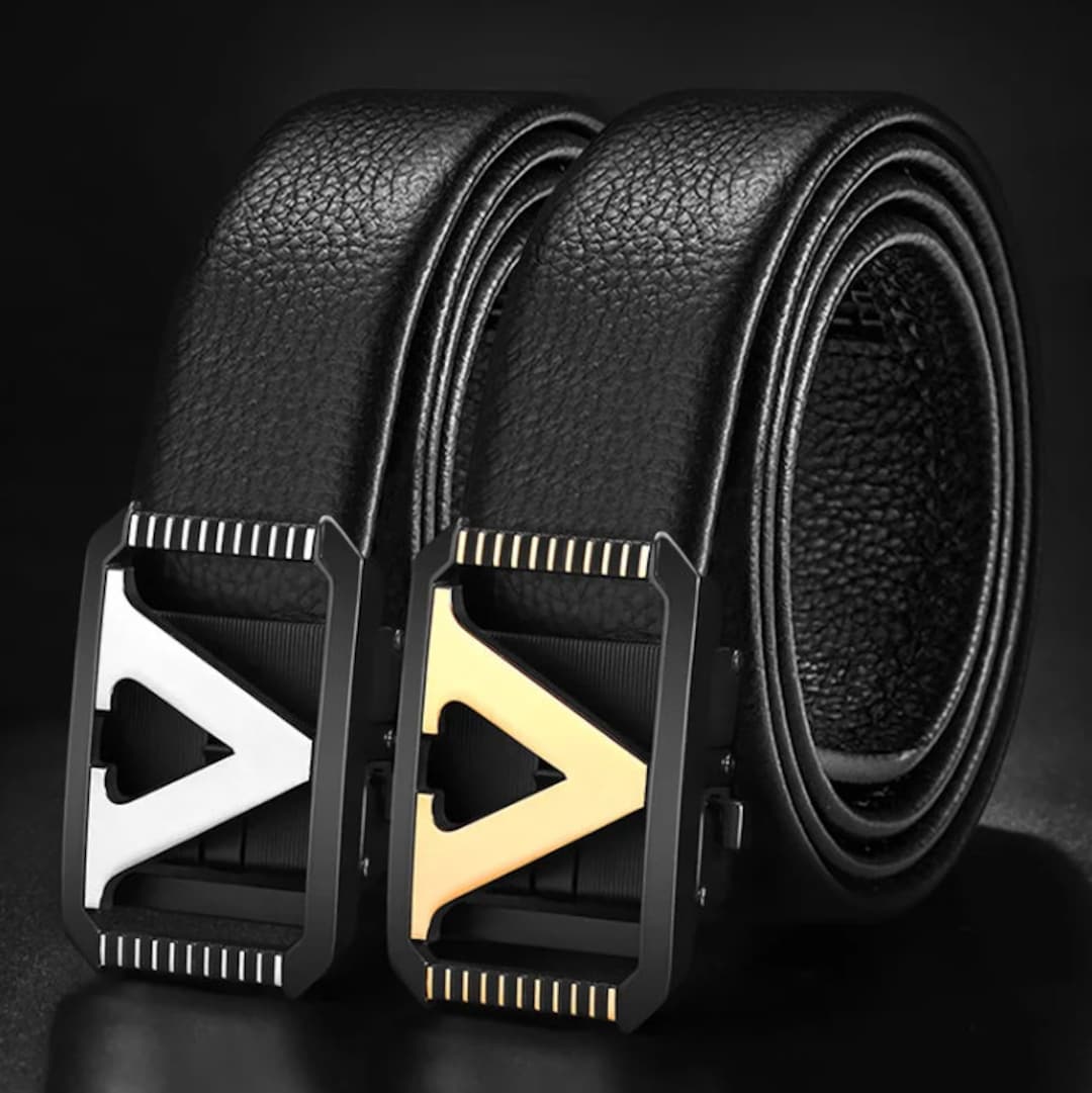 V Belt Luxurious Design Belt Buckle New Business Genuine Two-layer Cow ...