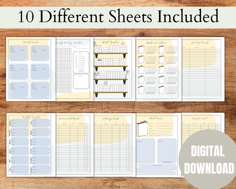 Reading Log and Journal, Downloadable and Printable Digital Reading ...