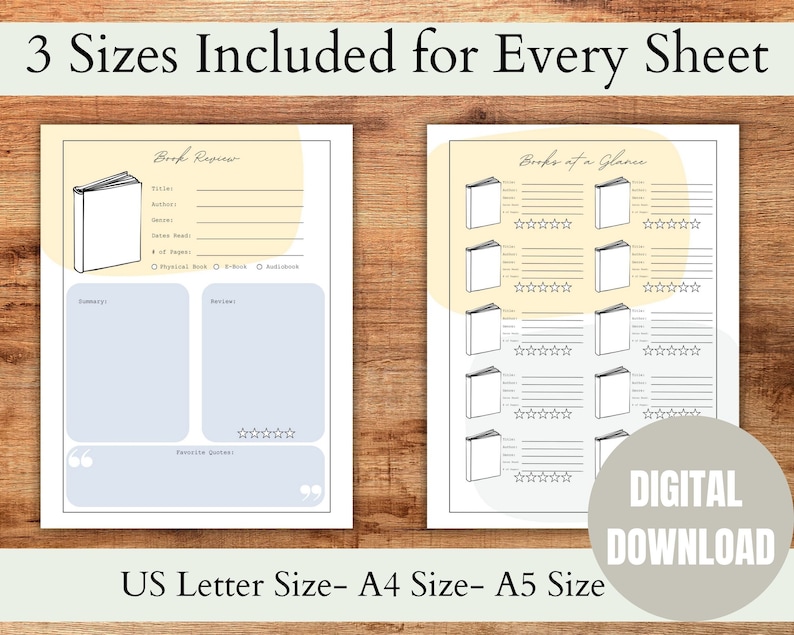 Reading Log and Journal, Downloadable and Printable Digital Reading ...
