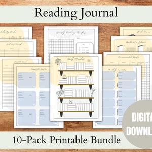 Reading Log and Journal, Downloadable and Printable Digital Reading ...