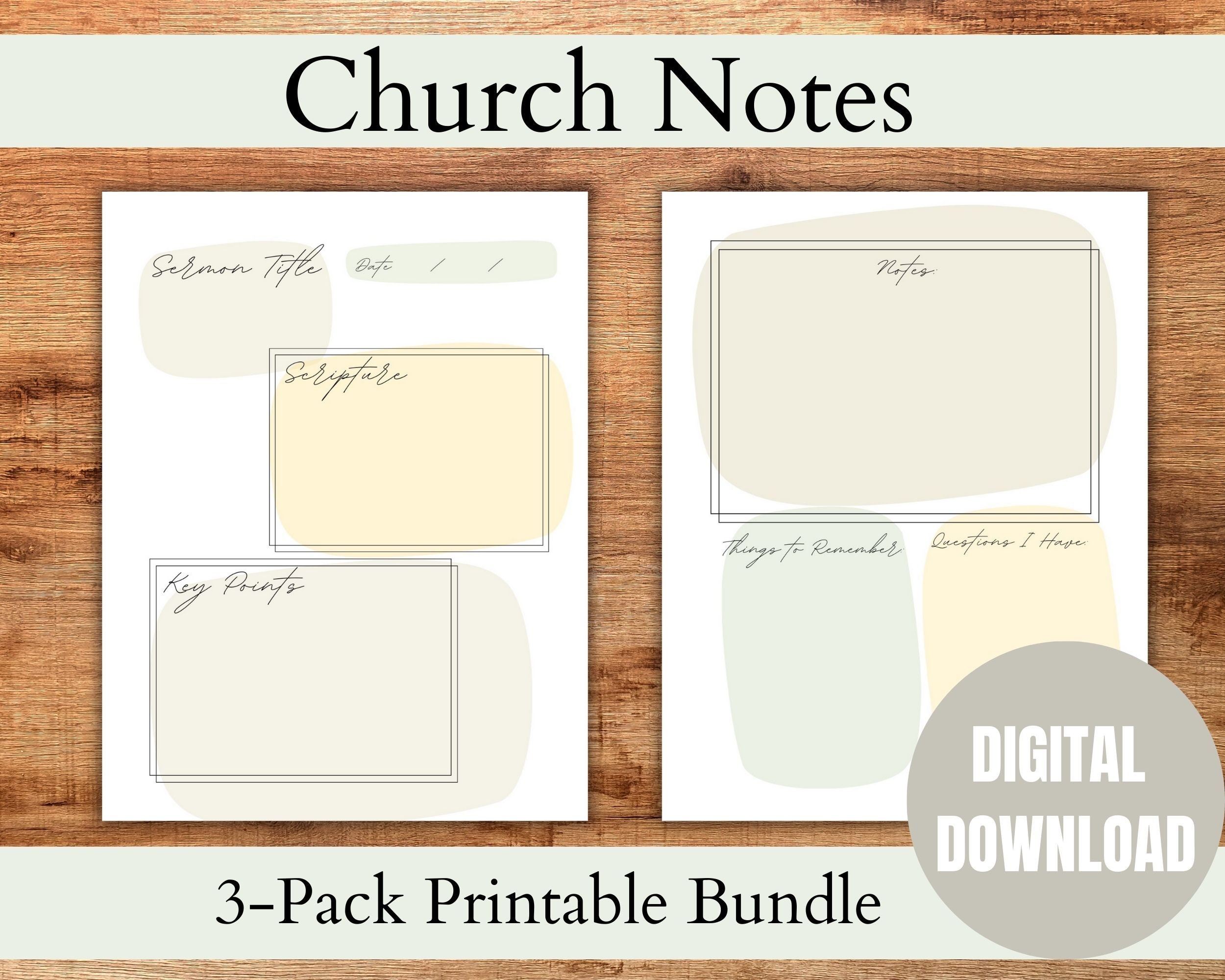 Printable Church Notes|| Sermon Notes and Prayer Requests Printable ...