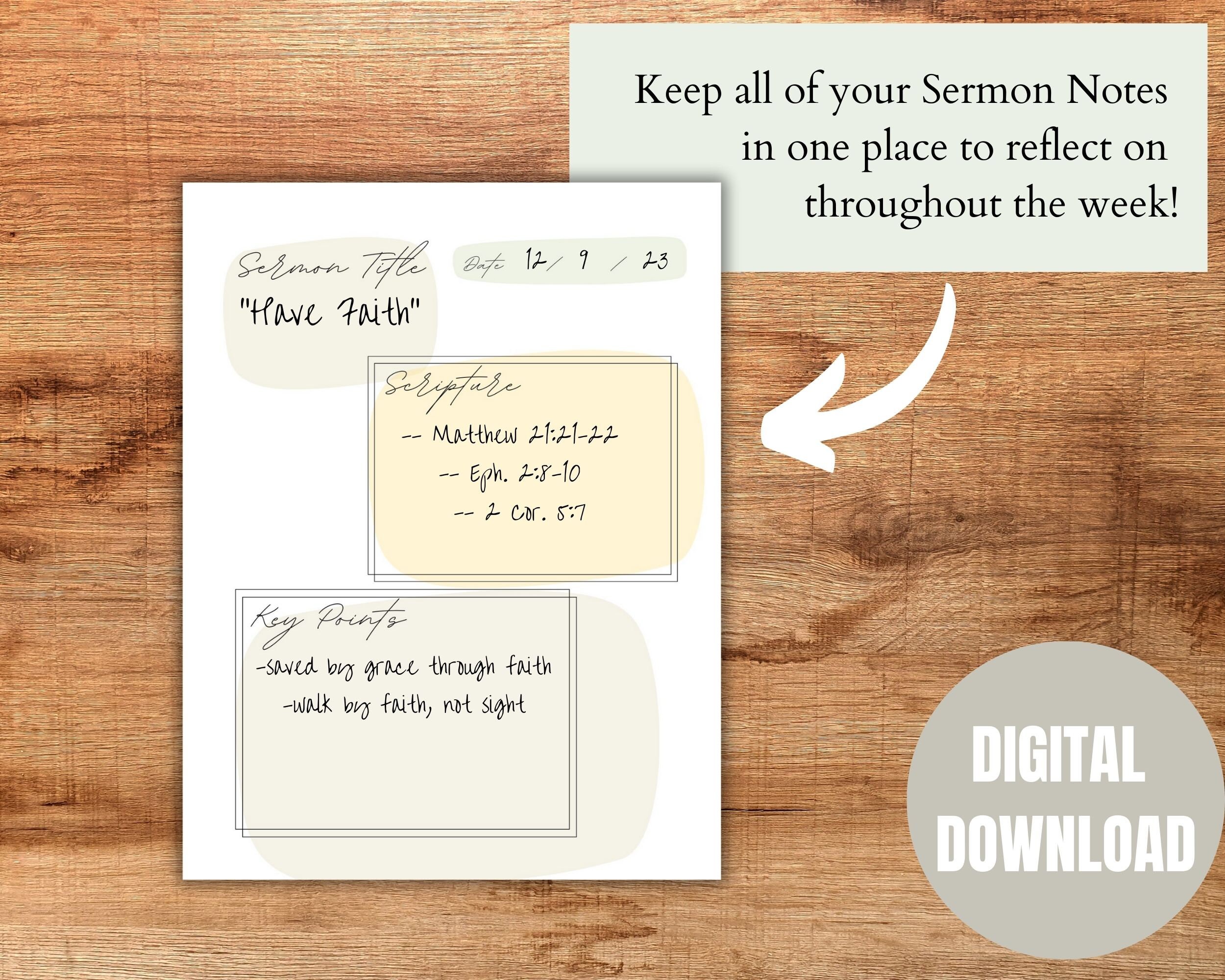 Printable Church Notes|| Sermon Notes and Prayer Requests Printable ...