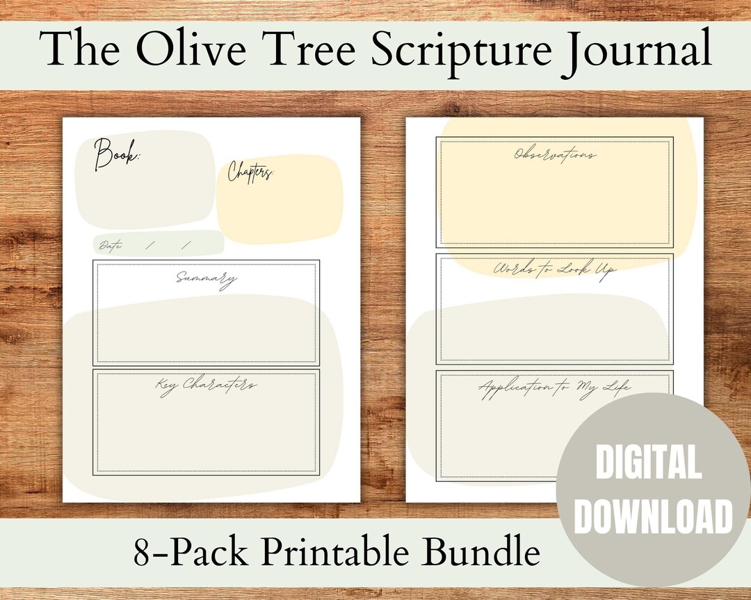 The Olive Tree Printable Scripture Journal Bible Study Guide, Small ...
